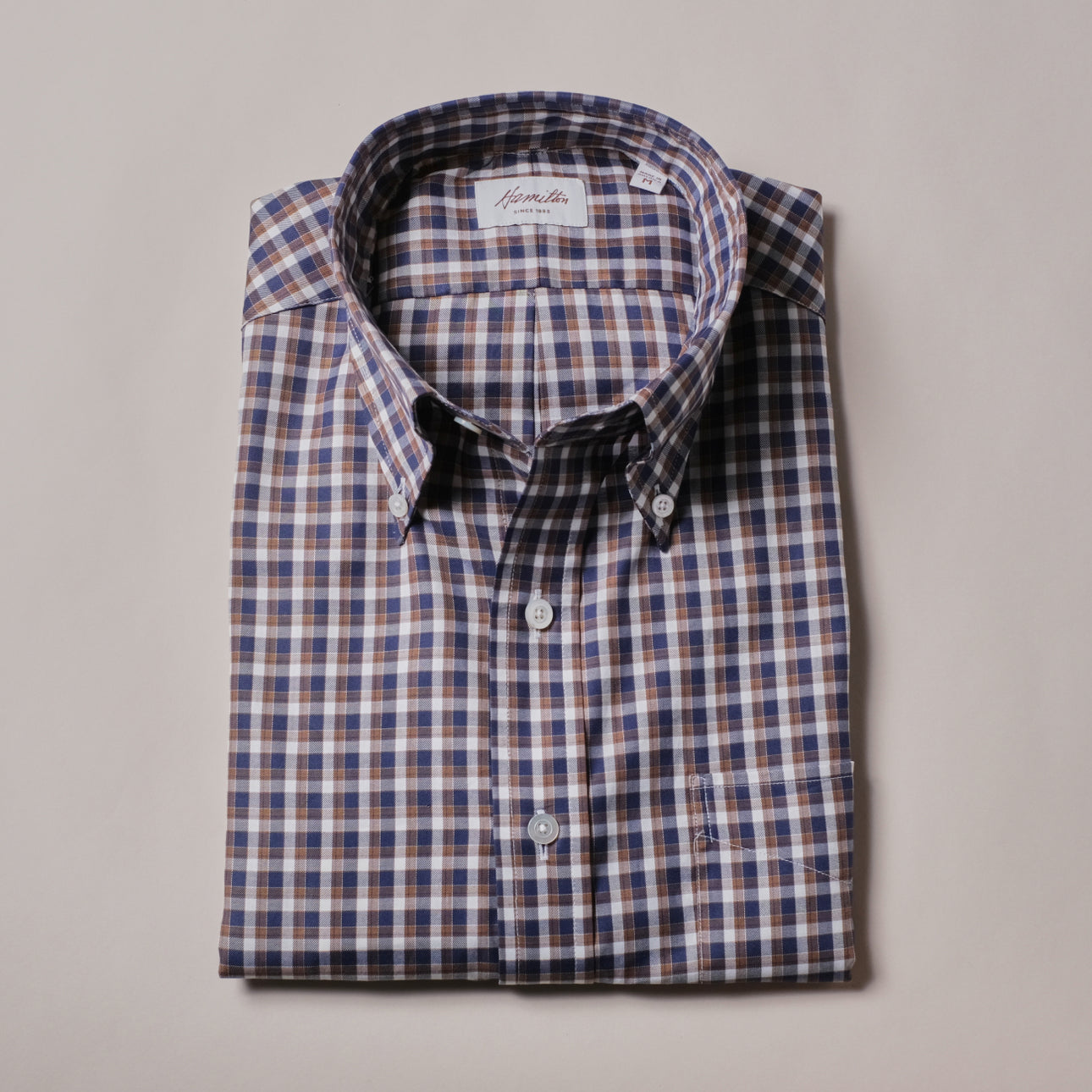 Navy & Brown Check Twill Sport Shirt by Hamilton Shirts– Harrison Limited